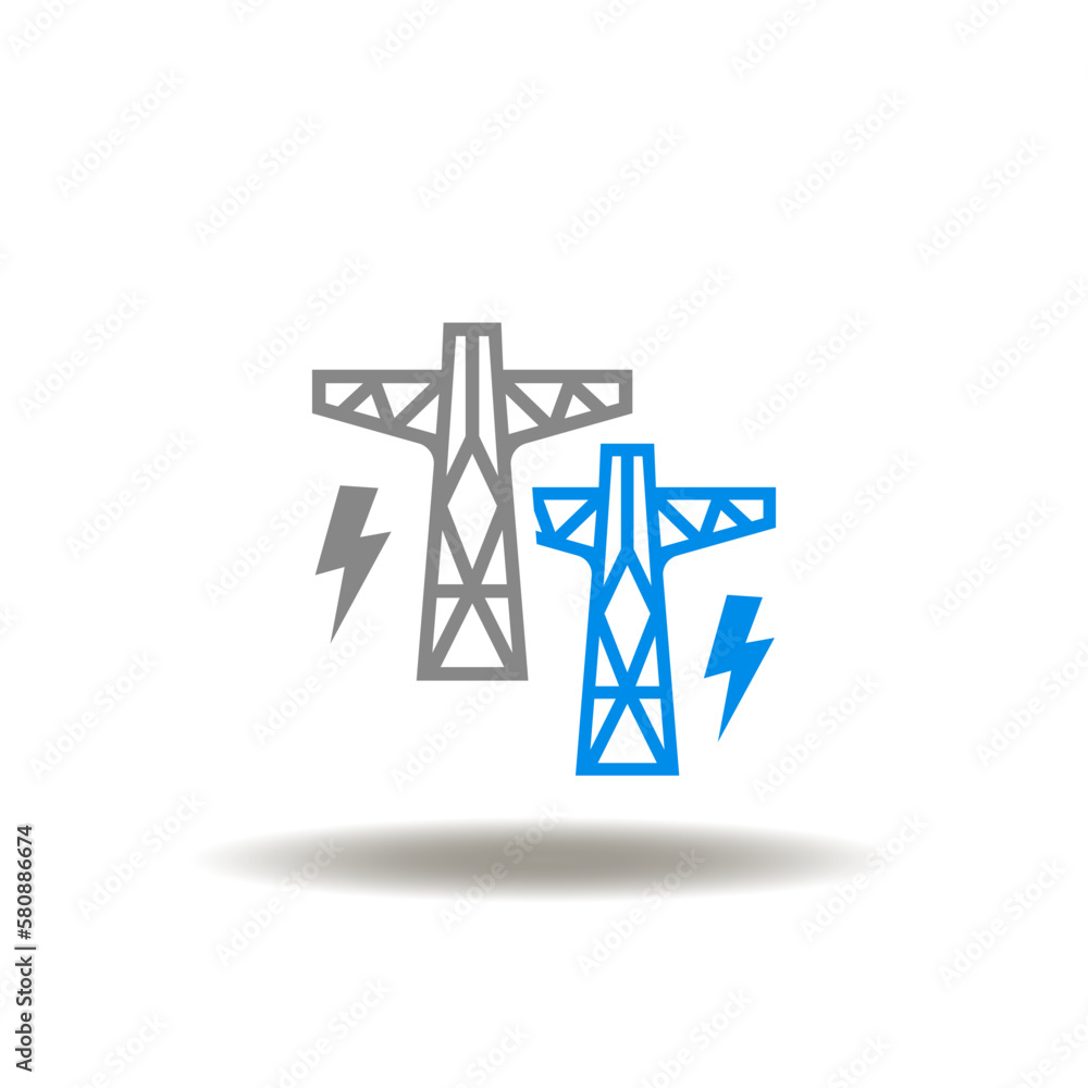 Vector illustration of electrical pylon tower network. Icon of ...