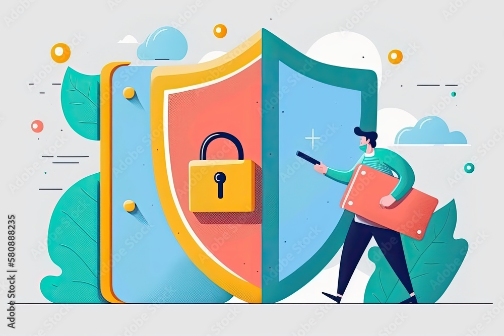 Safety when holding s padlock and shield. preserving personal ...