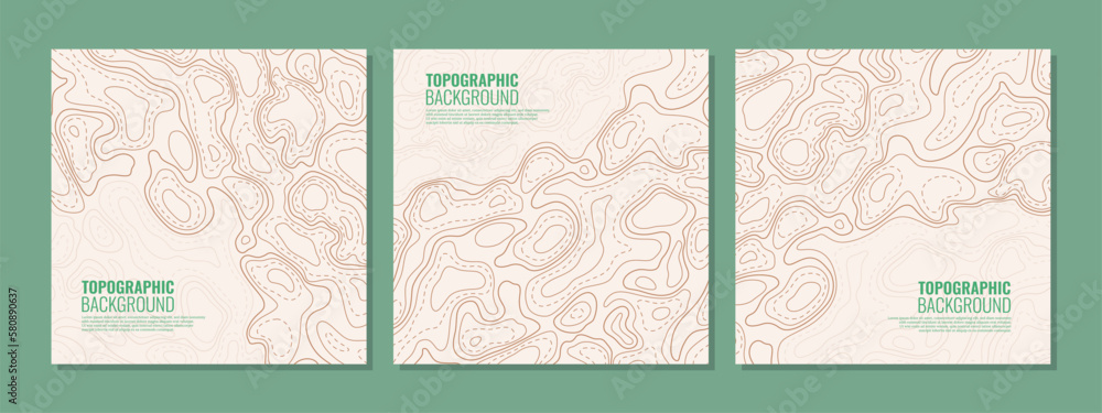 Topographic maps seamless pattern backgrounds, wavy lines set ...