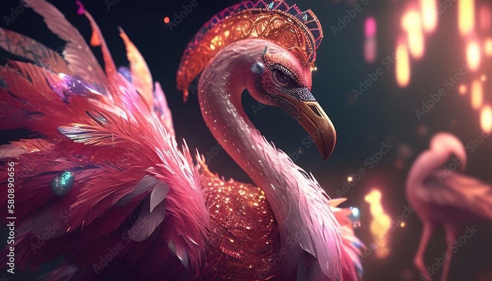 the flashy flamingo dancer digital art illustration, Generative AI ...