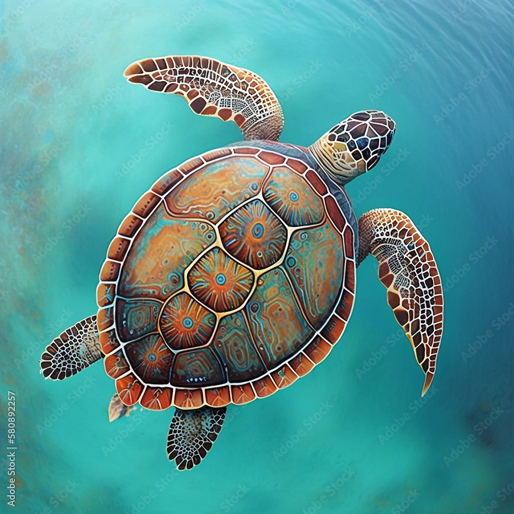 sea turtle in the ocean Stock Illustration | Adobe Stock