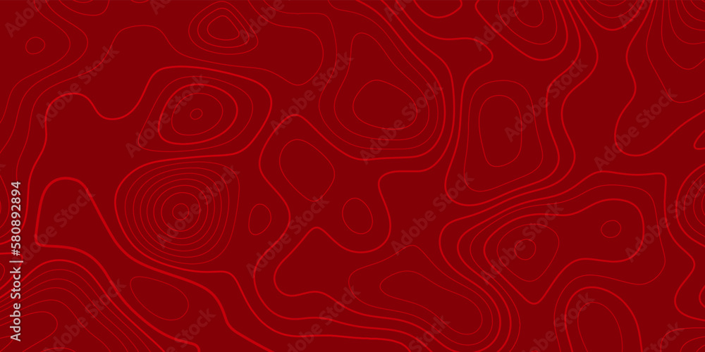 Abstract red topographic contours lines of mountains. Topography map ...