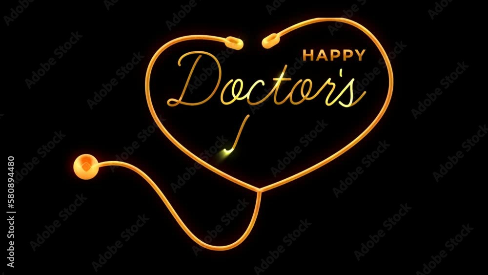 Happy Doctors Day Handwritten animated text in gold color on ...