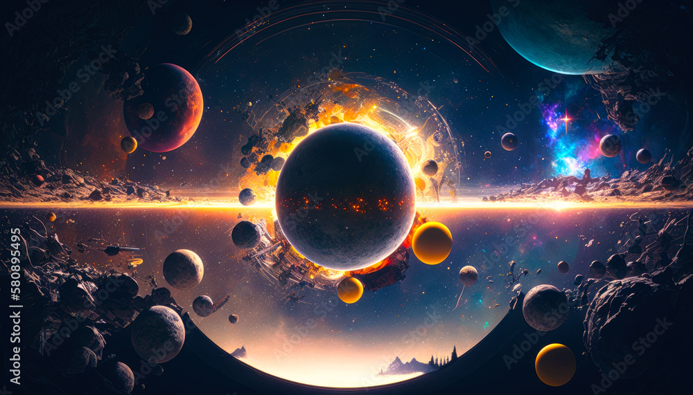 world inspired by the emptiness of space, featuring stars, planets, and ...
