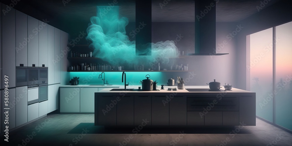 4K resolution or higher, early morning fog Modern composition of ...