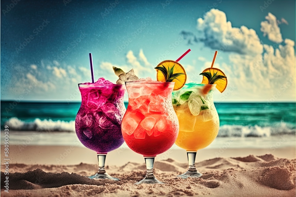 Summer Cocktails At Beach In 8k Created With Generative Ai Technology 2042