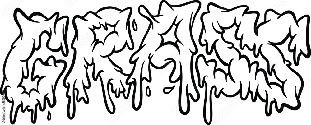 Marijuana grass melting text lettering word silhouette vector ...