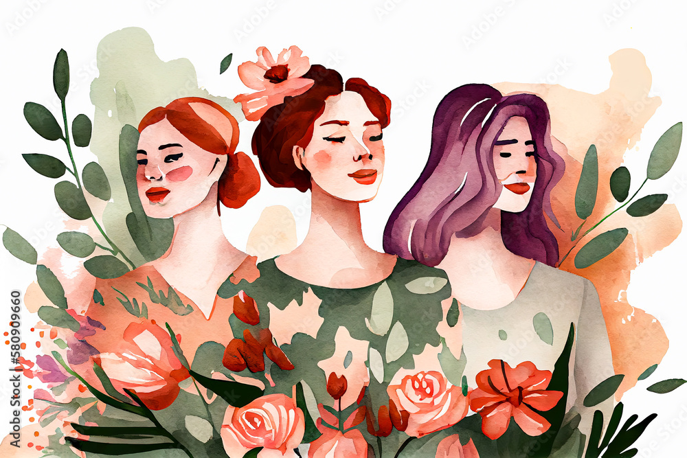 Drawing of women feminists in gouache. Generative AI, Generative, AI ...