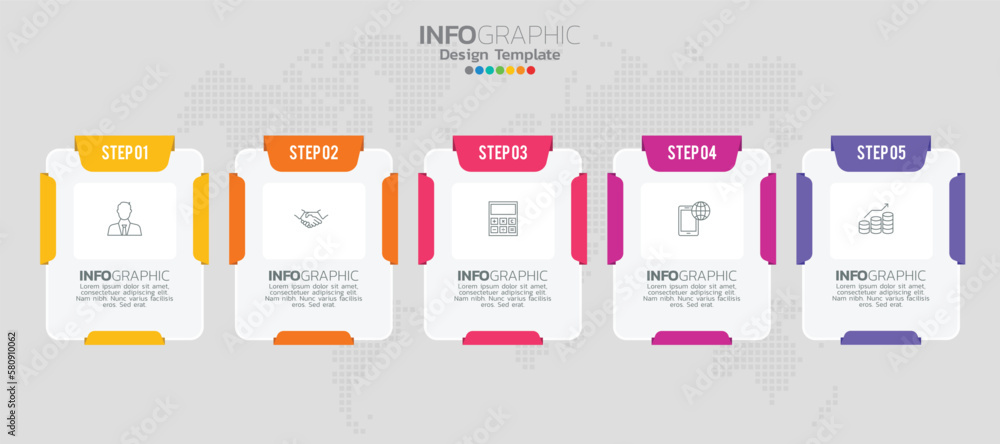 Infographic with 6 steps, options, parts, steps and processes. Stock ...