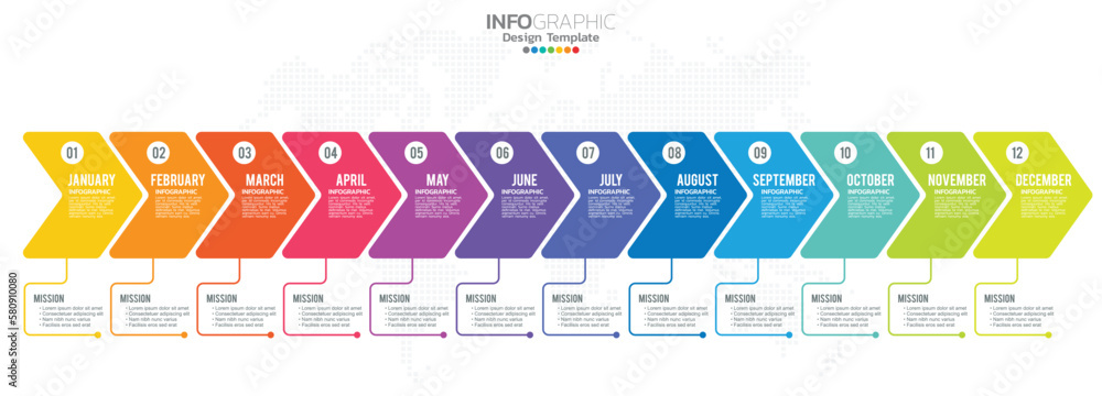 Infographic with 6 steps, options, parts, steps and processes. Stock ...