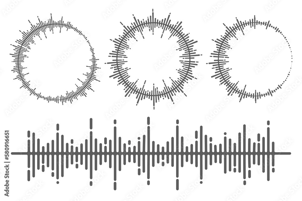 Circle music soundwave. Circular equalizer. Round audio spectrum ...