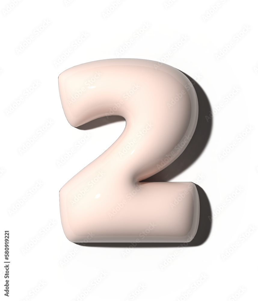 White pastel color number 2 Voluminous inflated color numbers from ...