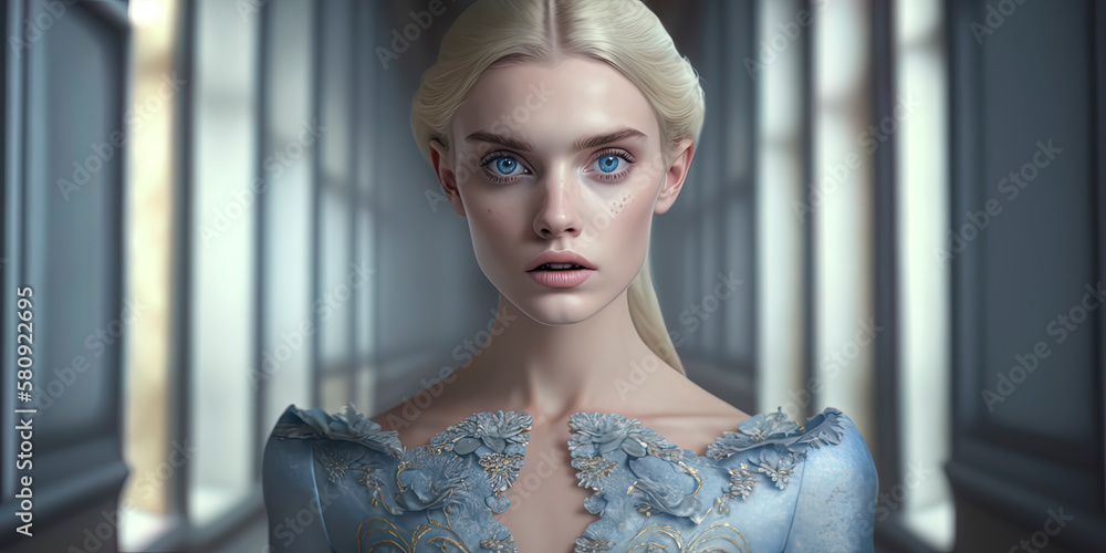 full body blonde model with blue eyes and ultra realistic face, french ...