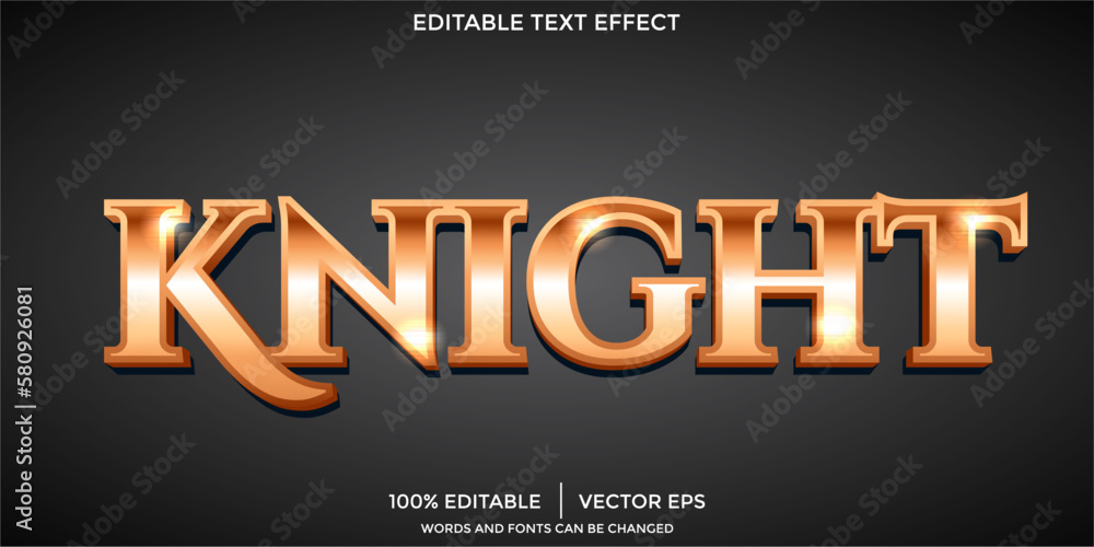 vector editable text effect knight 3d sword and battle font style Stock ...