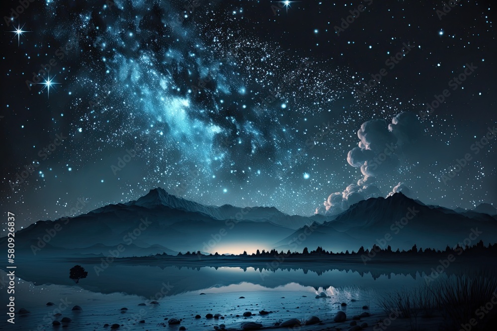clean night sky with stars background. Generative AI Stock Illustration ...