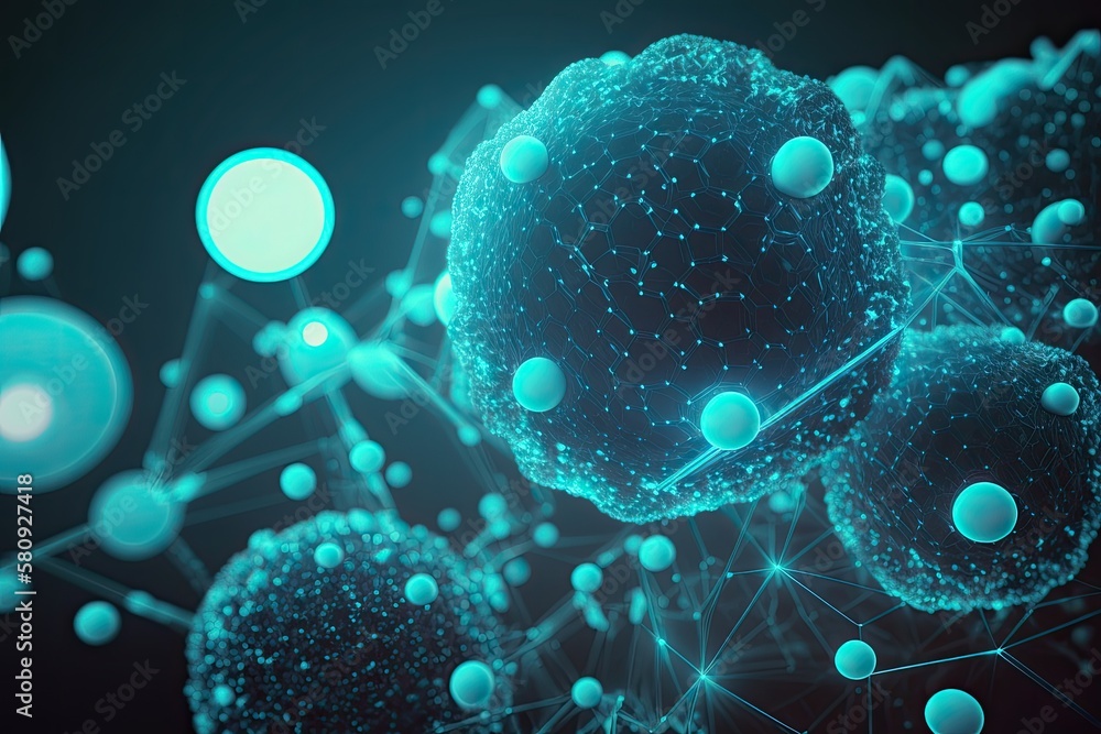 Background of light particles in science fiction with depth of field ...