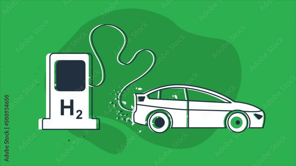 Video Stock Refueling the Car with Hydrogen Energy H2 Animation ...