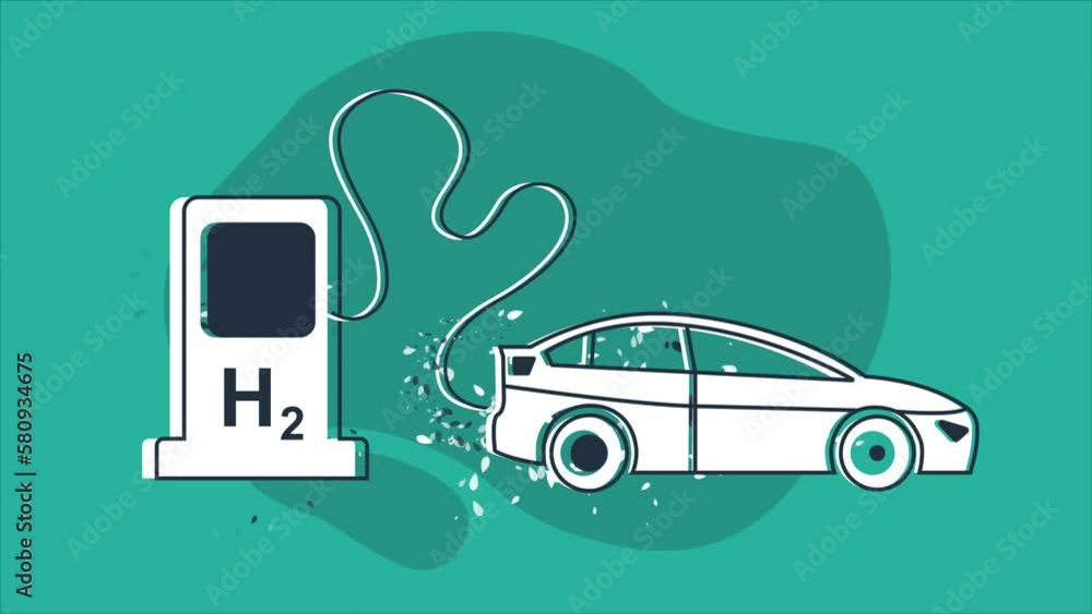 Refueling the Car with Hydrogen Energy H2 Animation. Hydrogen Fuel ...