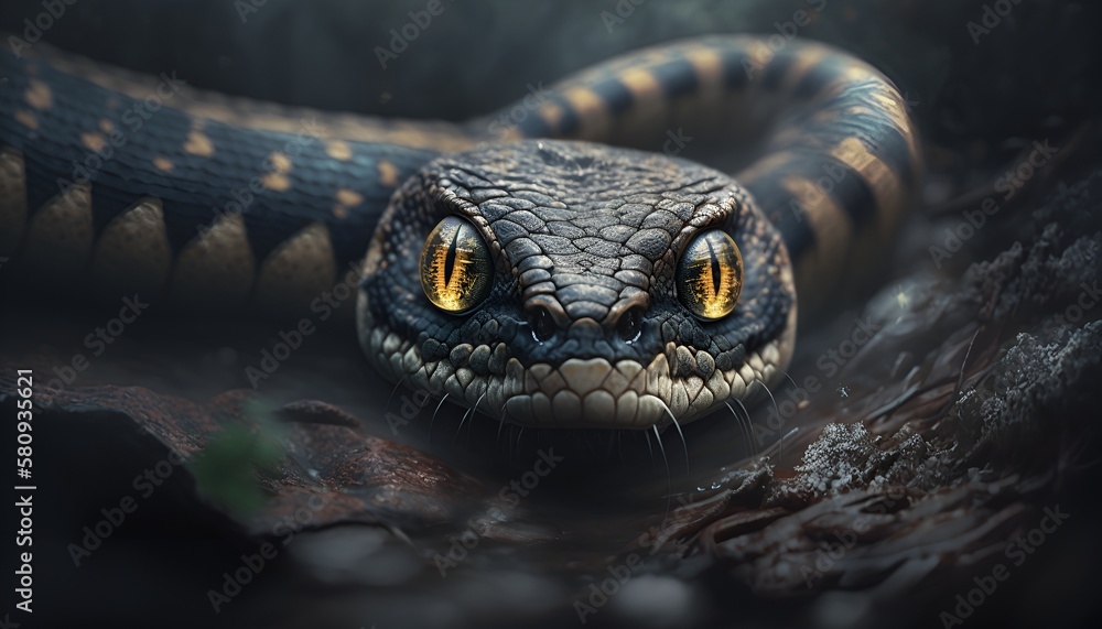 Scary Snake, aggressive, territorial, venomous, ready to attack ...