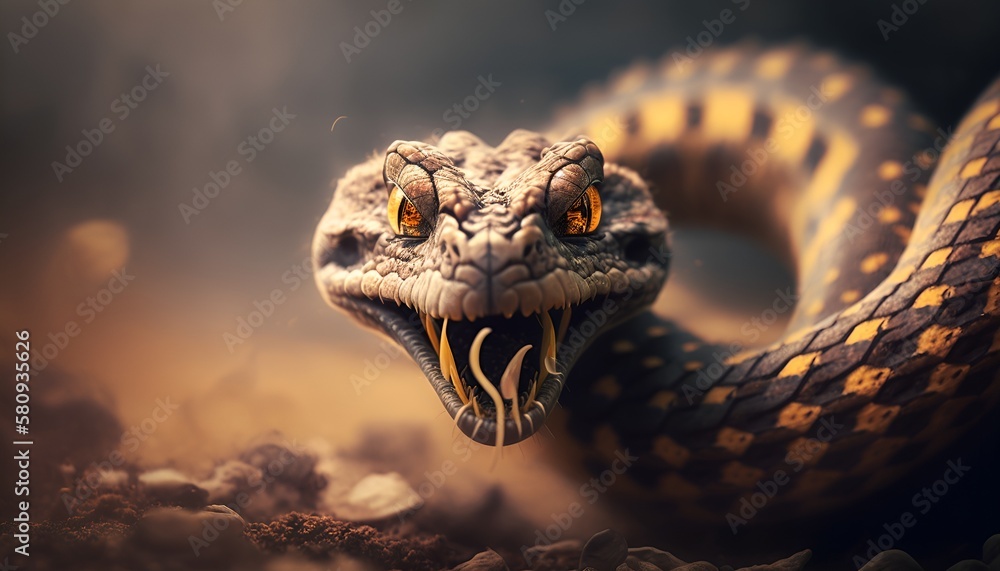 Scary Snake, aggressive, territorial, venomous, ready to attack ...