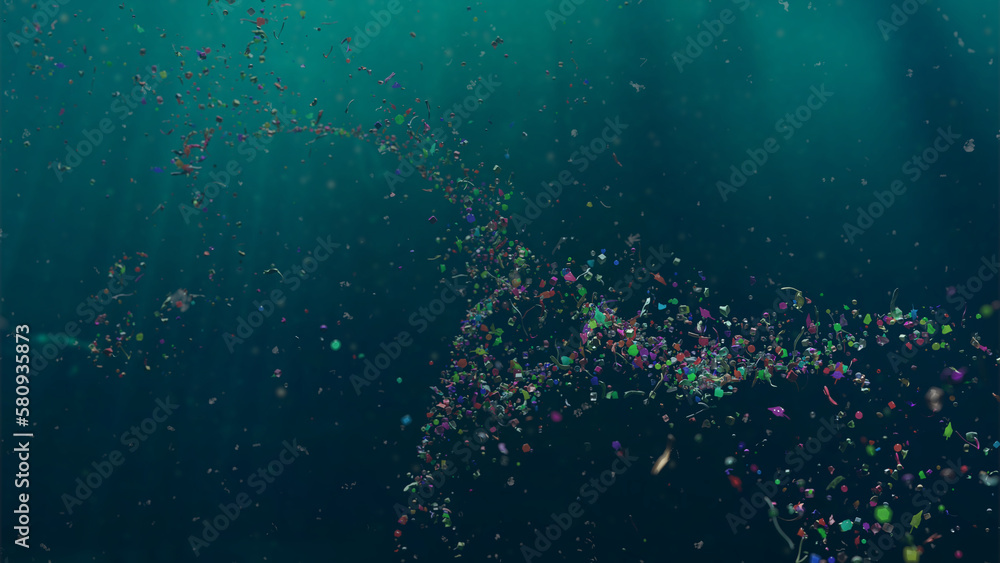 plastic pollution, microplastic particle in ocean water Stock ...