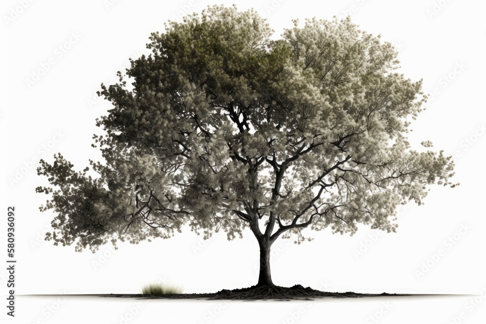 tree with a white background, isolated. solitary white background with ...