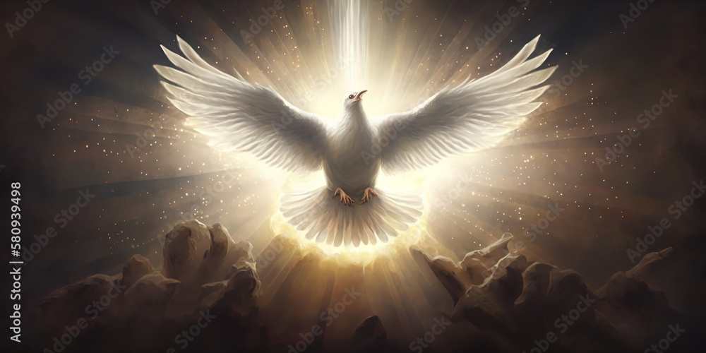 I saw the Holy Spirit descending like a dove from heaven and resting ...