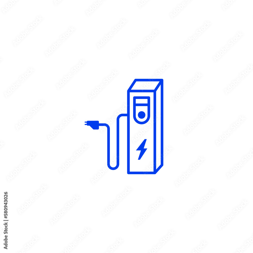 3d portable electric vehicle charger sign logo design template with ...