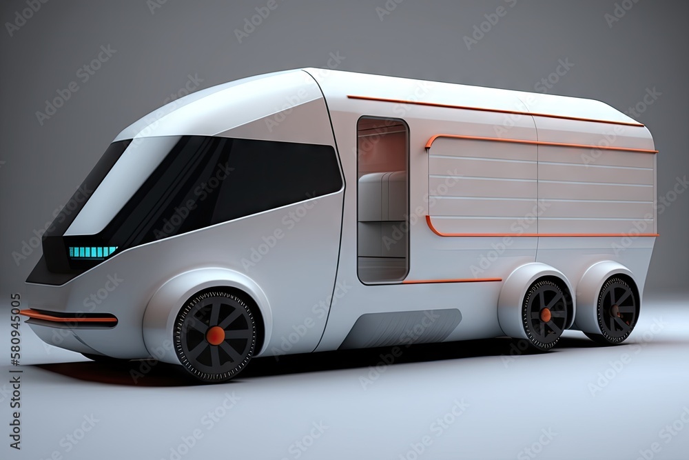 modern delivery van for fast non-stop delivery of goods futuristic cargo van of future, created ...