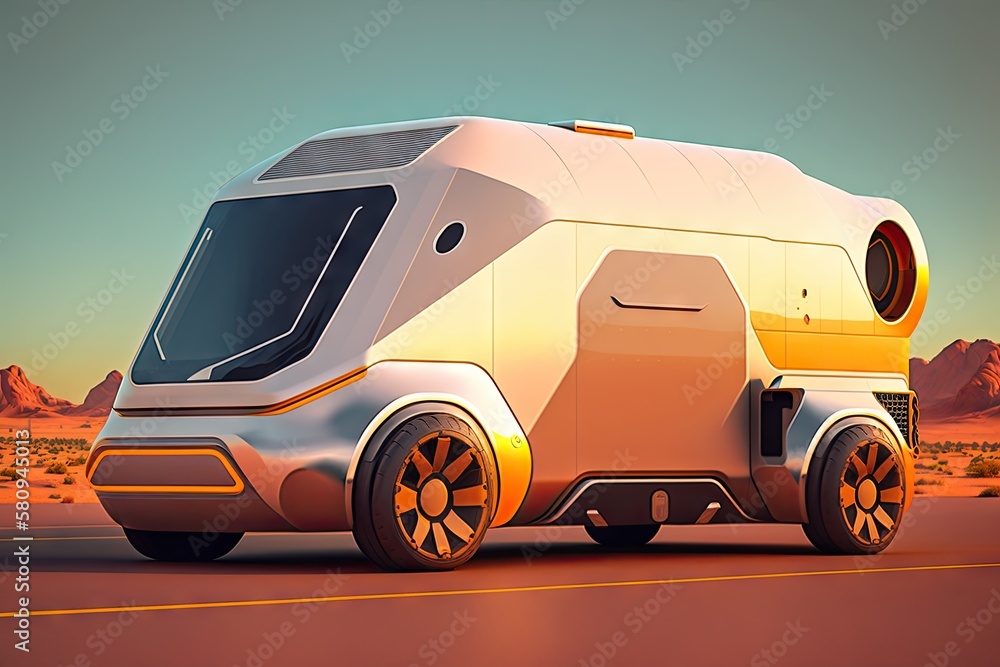 Photo & Art Print modern delivery van for fast non-stop delivery of ...
