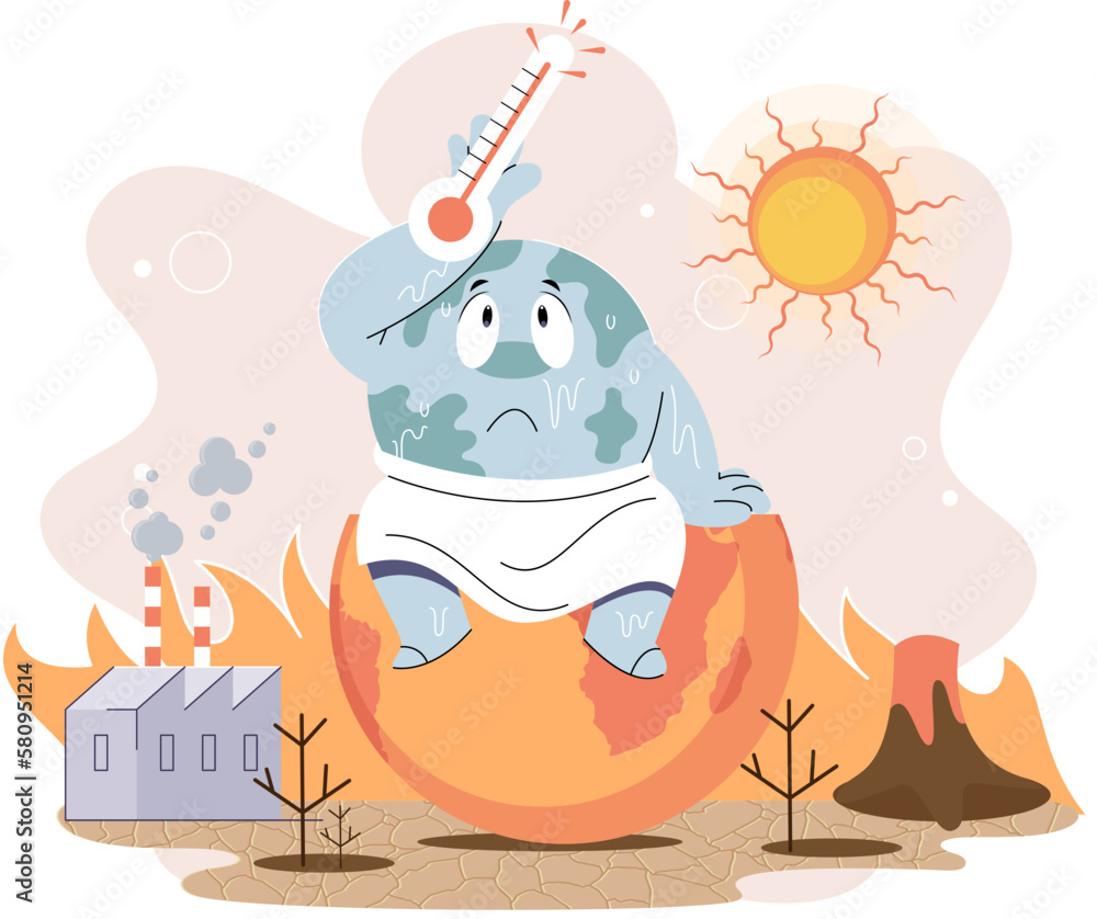 Planet Earth is suffering, danger rising temperature, Earth planet in ...