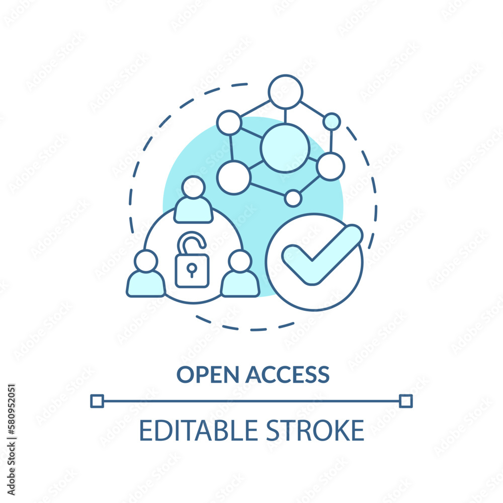 Open access turquoise concept icon. Free membership in program. DAO ...