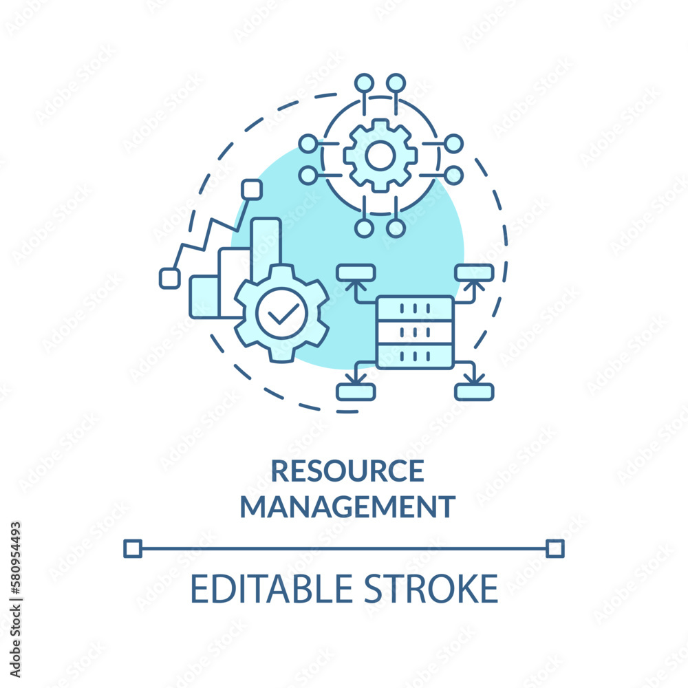 Resource management turquoise concept icon. System orchestration ...