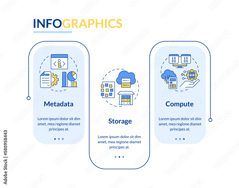 Data lake and warehouse blue rectangle infographic template ...