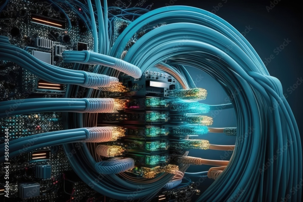 data center is connected by optical fiber connections. Generative AI ...