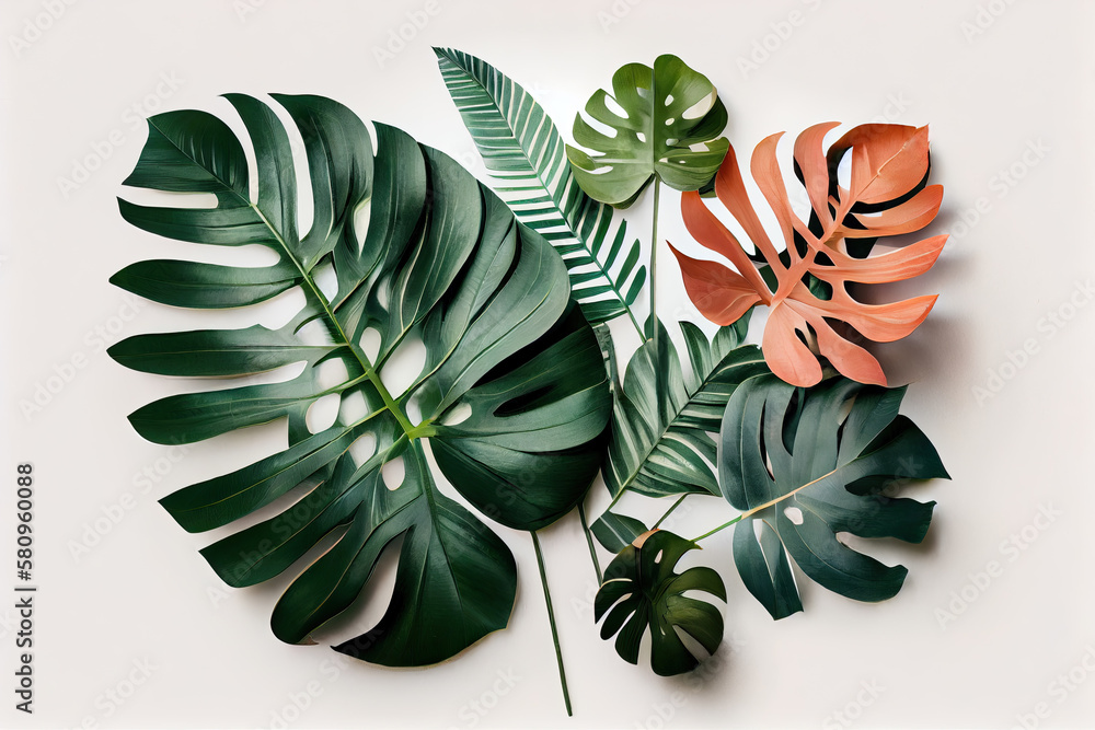 Dark green monstera leaves (Monstera deliciosa) is a popular indoor ...
