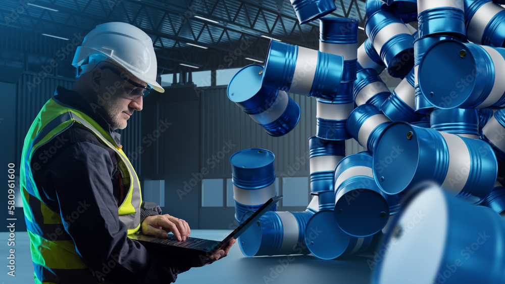 Foto de Oilman man. Falling barrels of metaphor for collapse of oil ...