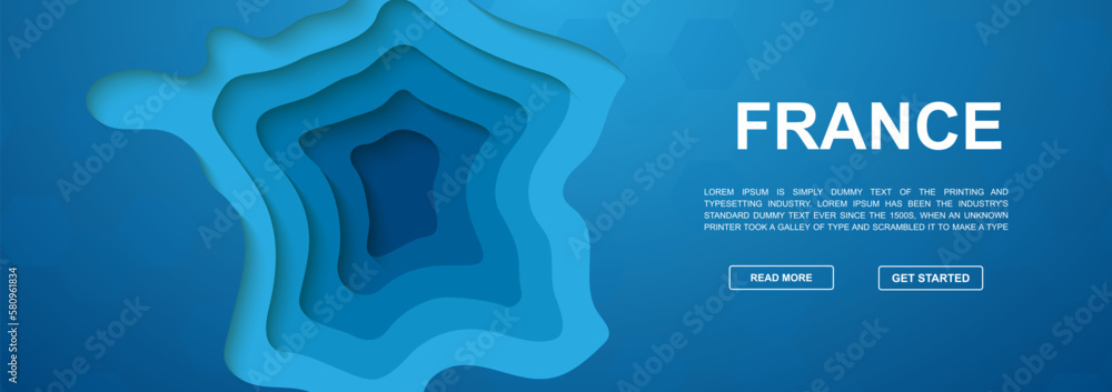 France paper cut symbol for promotion banner. Horizontal paper cut ...