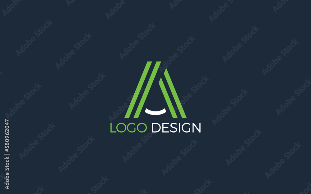 Lettermark logo of letter A is made with lines in a simple and modern ...