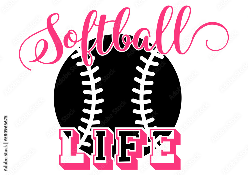 Softball life dijital file ready for tshirt print, svg, ai, png, pdf ...