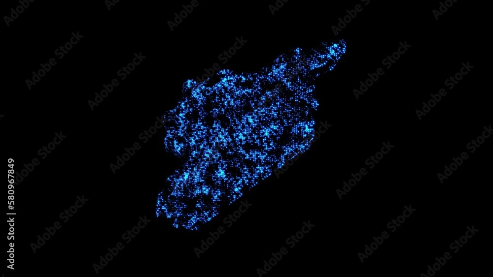 A map of the Syria country consisting of stars of shimmering blue ...
