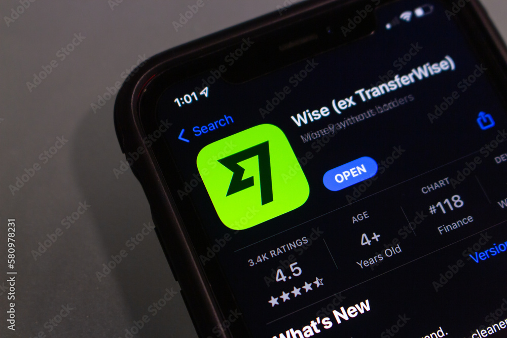 Vancouver, CANADA - Mar 8 2023 : Wise app (ex TransferWise) seen in App Store on an iPhone ...