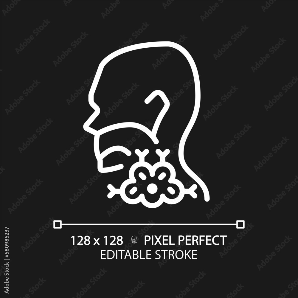 Throat cancer pixel perfect white linear icon for dark theme ...