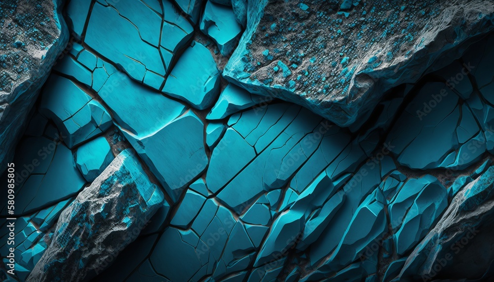 An Azure stone background featuring volumetric rock texture with cracks ...
