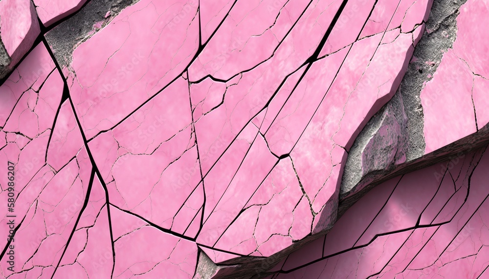 Crackled pink stone background with volumetric texture, leaving space ...