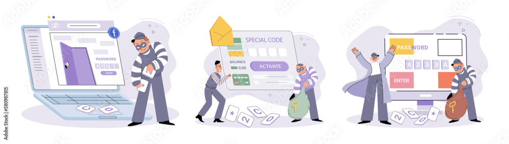 Hacker activity. Hacking computer. Phishing account, steal data, cyber ...