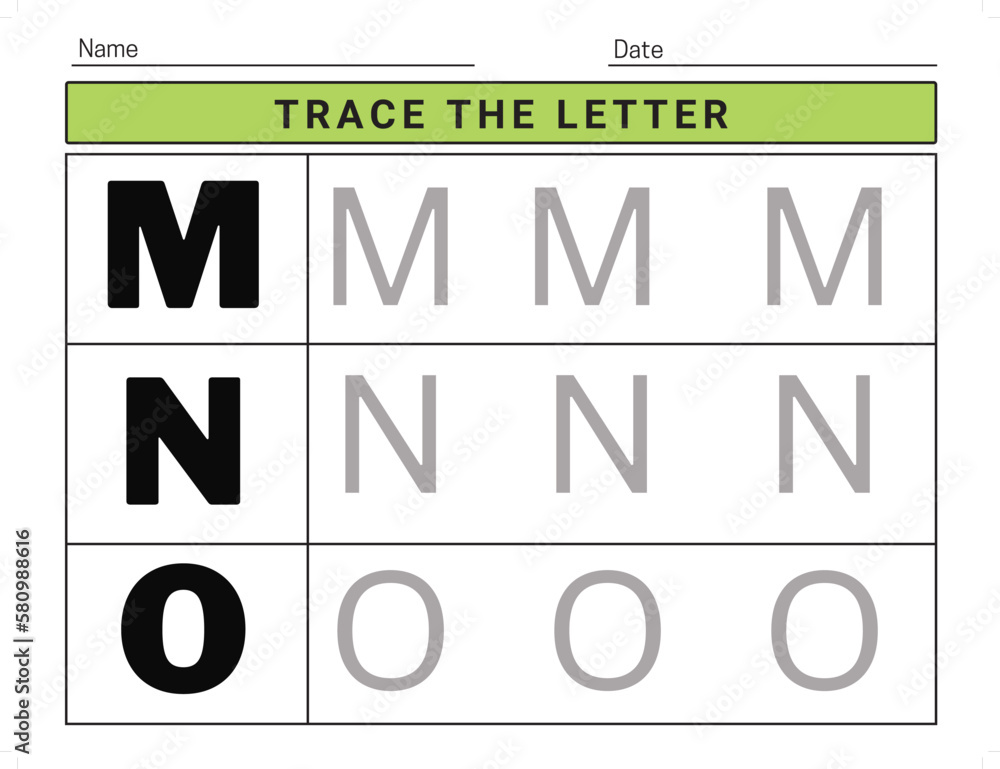 Alphabet tracing practice Letter M, N, O. worksheet with alphabet letters. Activity Sheets for ...