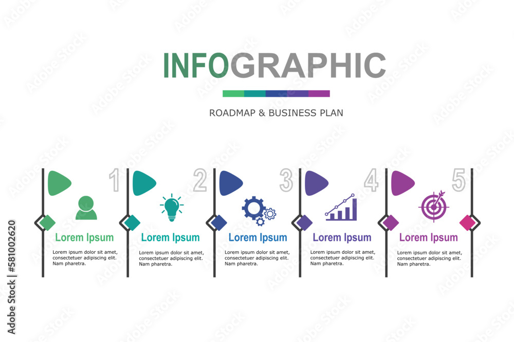 Infographic template for business plan ,strategy, roadmap. 5 Steps ...