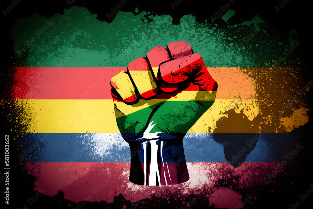 Ilustrace „Generative ai illustration of LGBT flag and a fist, a hand ...