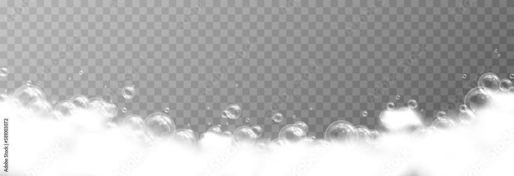 Poster Vector foam with bubbles on an isolated transparent background ...
